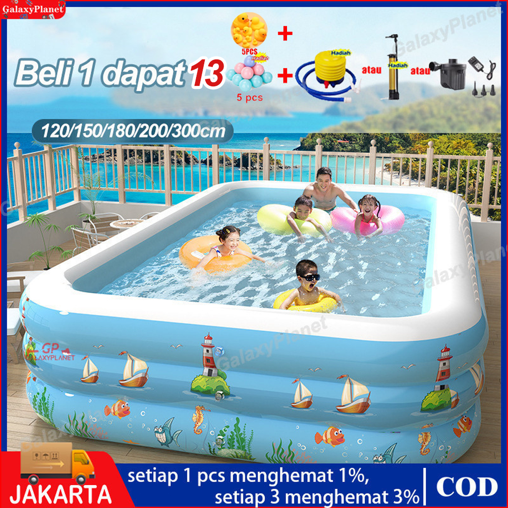 Jual Kolam renang anak jumbo 2.1m +Pompa petak karet bahan tebal 2.1M ...