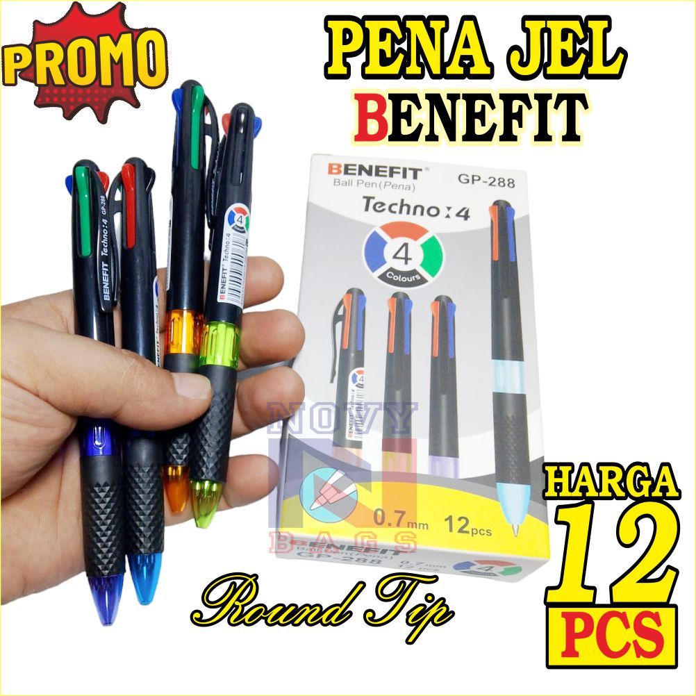 Jual PENA GEL BENEFIT Gel Pen 4 WARNA 0.7mm GP 288 BOLPOINT OIL PEN ...