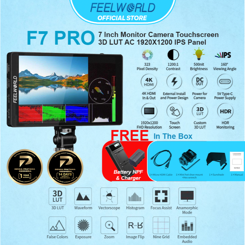 Jual FEELWORLD F7 PRO 7 Inch Monitor Camera Touchscreen 1920X1200 IPS ...