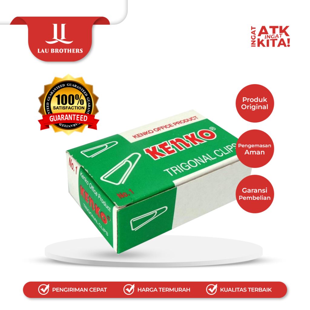 Jual KENKO KLIP KERTAS SEGITIGA/ TRIGONAL PAPER CLIP NO.1 (1PACK/ 10DUS ...