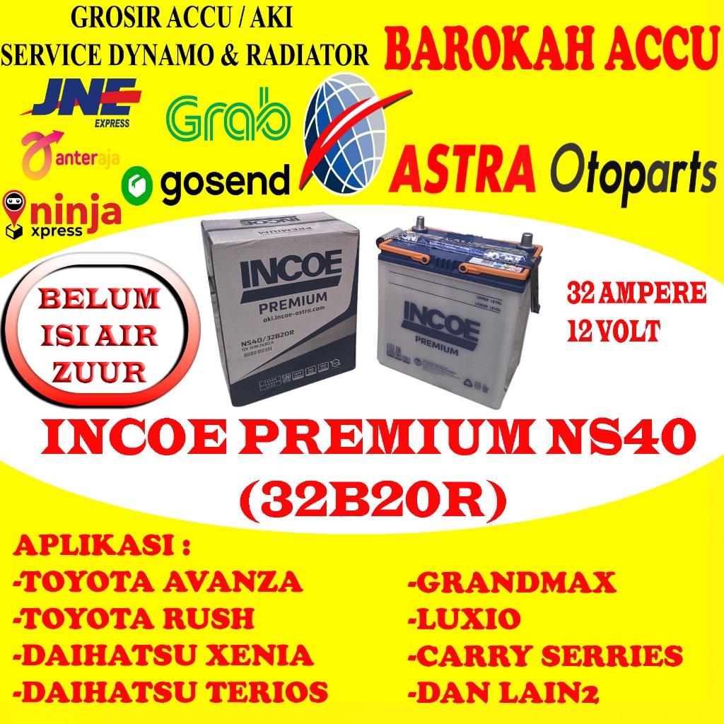 Jual AKI INCOE PREMIUM NS40 / 32B20R , 32 AH ASTRA OTOPARTS | Shopee ...