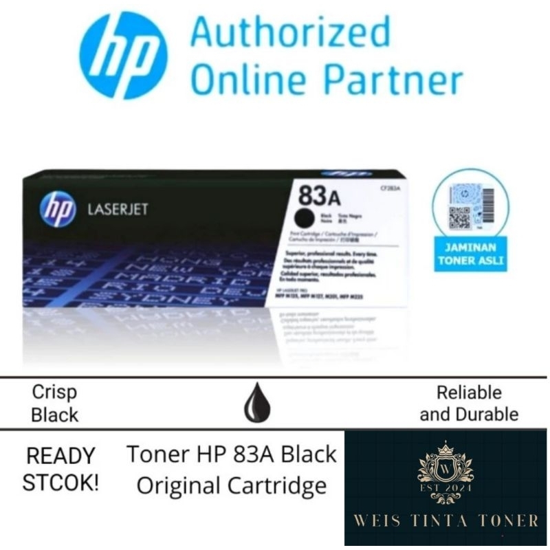 Jual Toner Hp Laserjet 83A Black Original Catridge (CE283A) | Shopee ...
