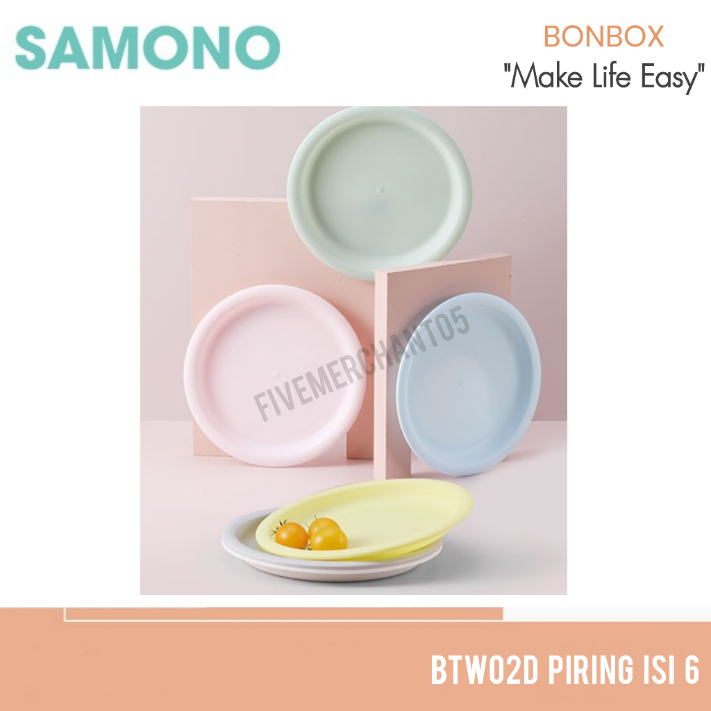 Jual Piring Plastik Set Isi 6 Bonbox Samono BTW02D Piring Makan Warna ...