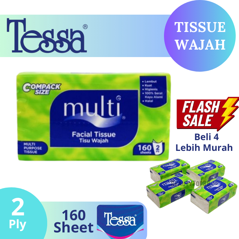 Jual Tissue Tissu Facial wajah muka Murah Promo tessa multi 160 Sheet x ...