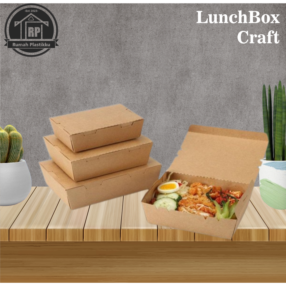 Jual [10pcs] Paper Lunch Box Craft / Kotak Makan Kertas / Kemasan Nasi ...