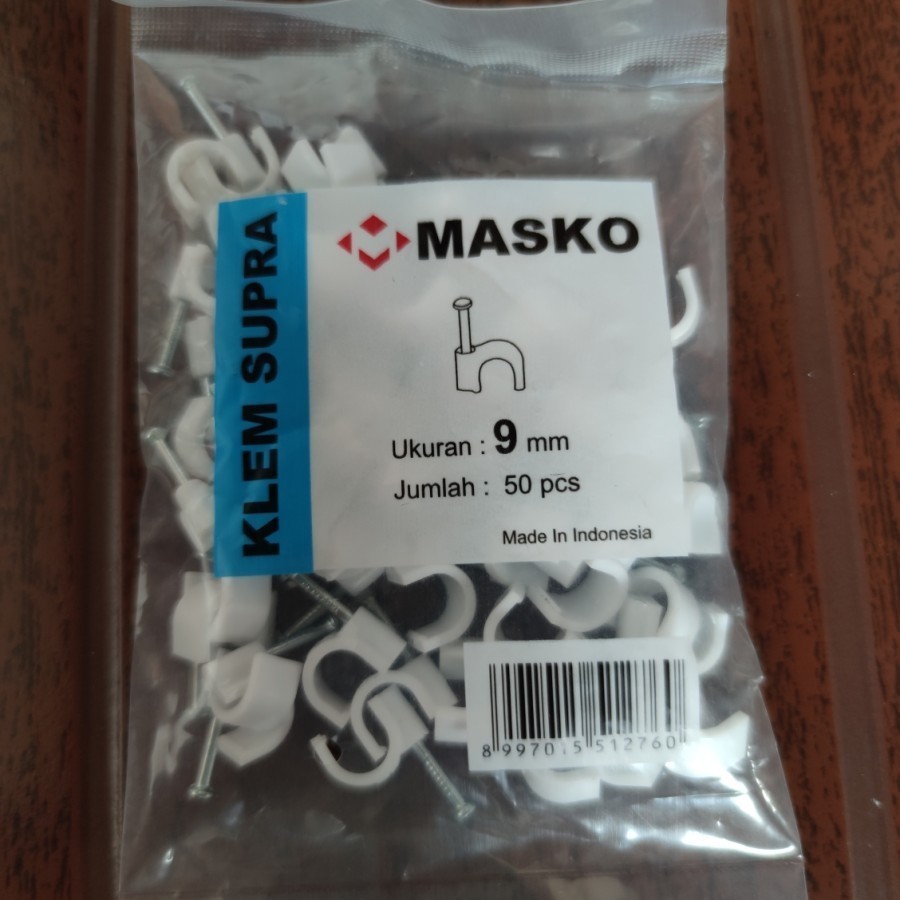 Jual MASKO KLEM KABEL PAKU BETON ASLI ISI 50PCS WARNA PUTIH 9MM ...