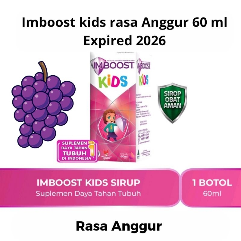 Jual Imboost Kids Sirup rasa Anggur Suplemen Daya Tahan Tubuh 60ml ...