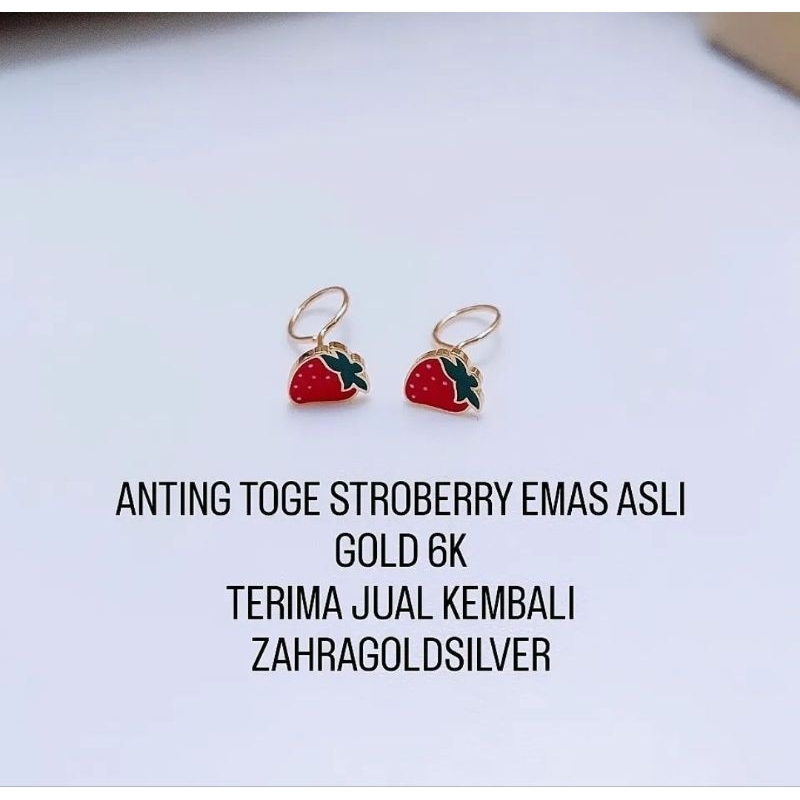 Jual Anting Toge Anak Stroberi EMAS Asli Gold 6k Kadar 300 (Terima Jual ...