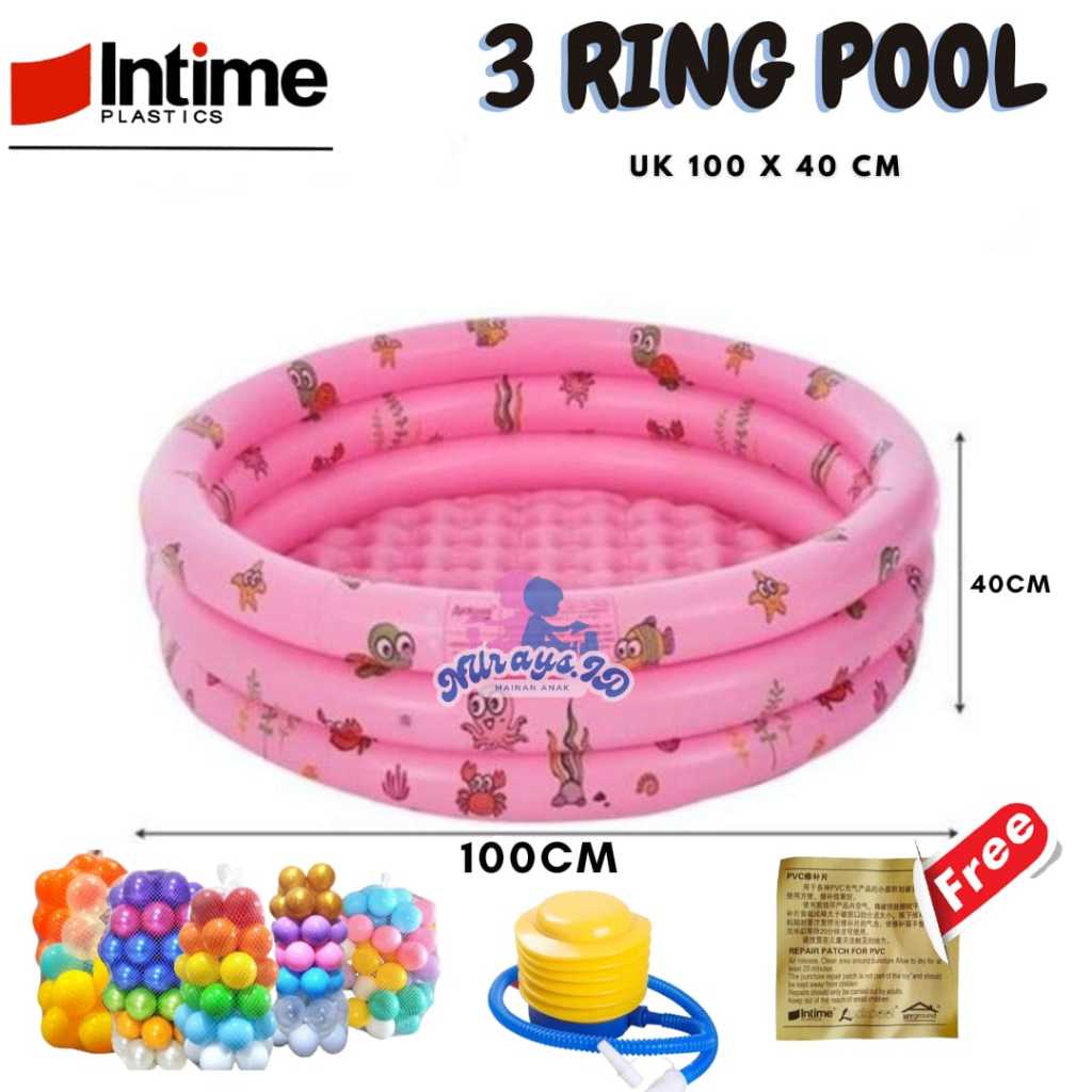 Jual Kolam Renang Anak 3 Ring Pool Uk 100 x 40cm Intime Warna Lucu ...