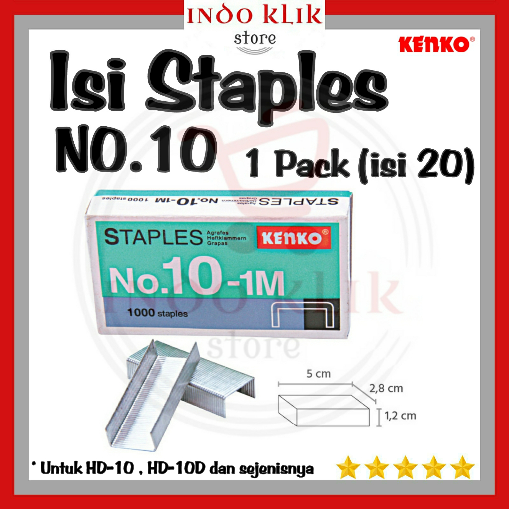 Jual Isi Staples Kenko No. 10 / Isi Stapler Hecter No 10 / Refill ...