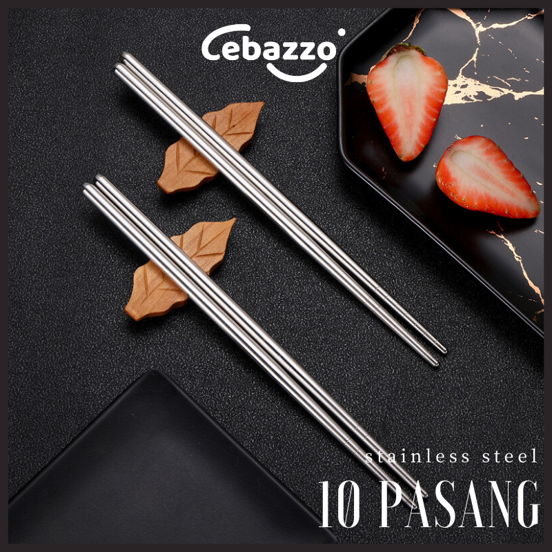 Jual [Kemasan Elegan]Cebazzo Sumpit Stainless Steel 430 / Sumpit 10 ...