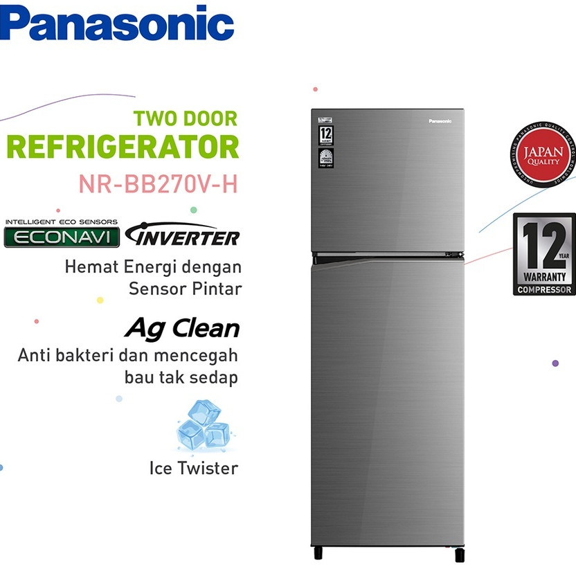 Jual KULKAS PANASONIC 2 PINTU INVERTER NR-BB270V-H | Shopee Indonesia