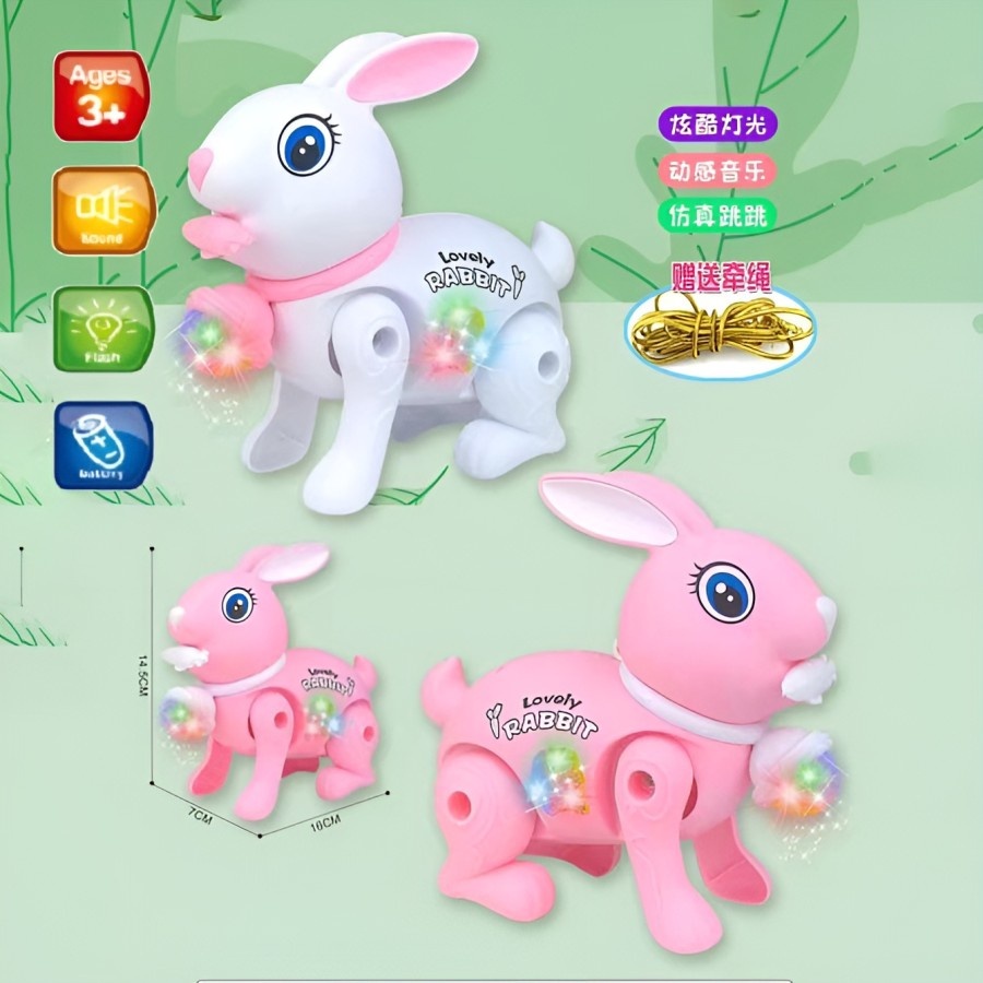 Jual Mainan Rabbit Berjalan Bisa Loncat Ada Lampu Dan Musik Mainan Anak ...