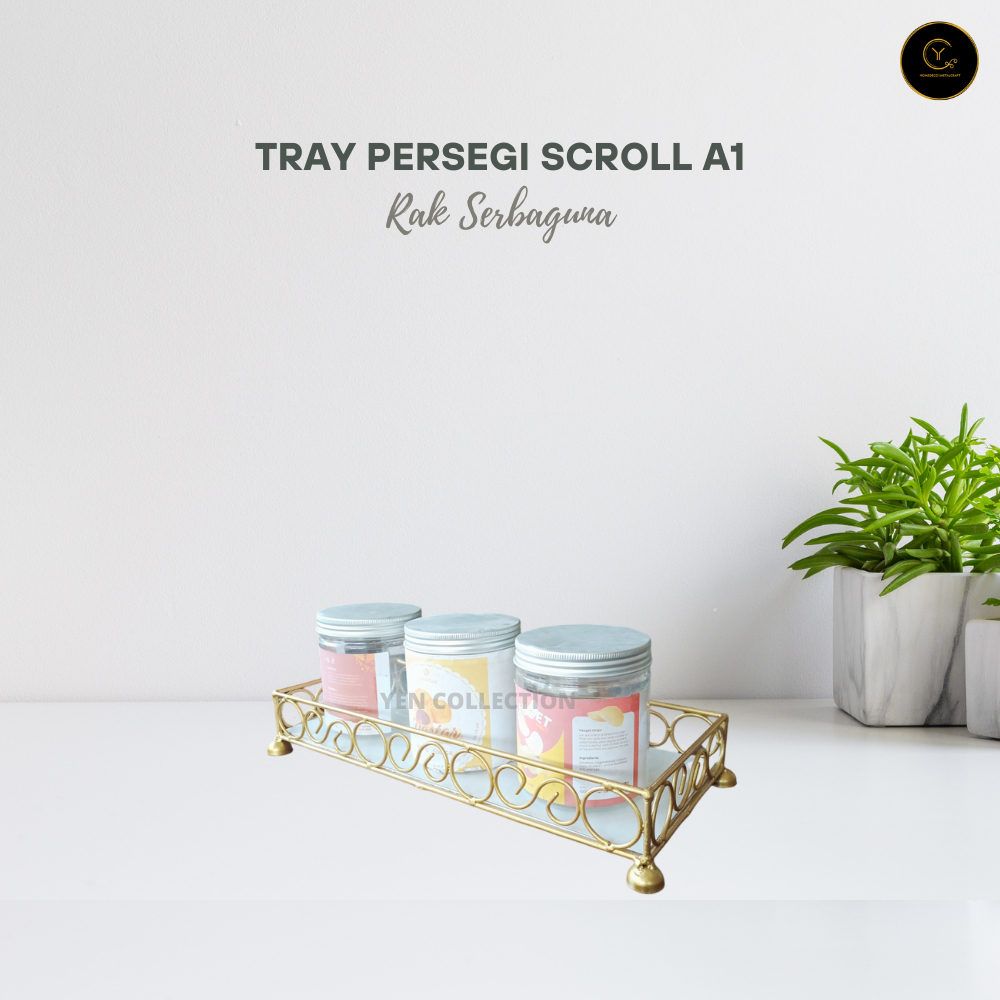 Jual Yen Tray Kue Tray Persegi Scroll A1 Tray Makanan Tray Besi ...