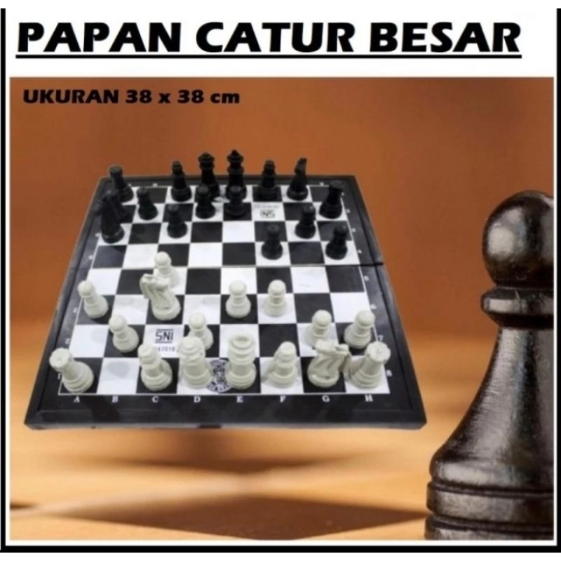Jual Mainan Papan Catur Ukuran L Chess Board Game kayu ukuran 38x38cm ...