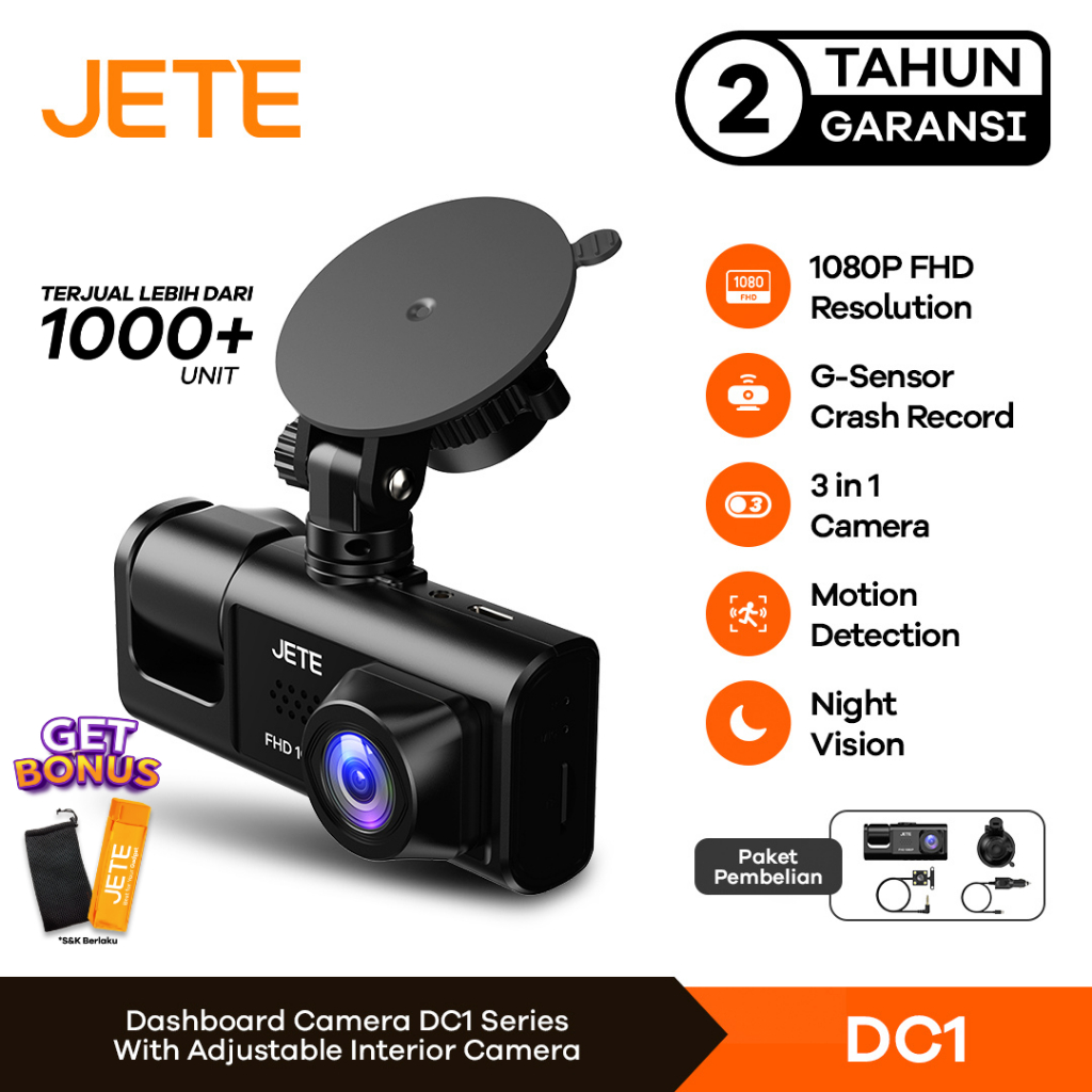 Jual Dashcam JETE DC1 1080p Full HD Night Vision G-Sensor 24 Hours ...