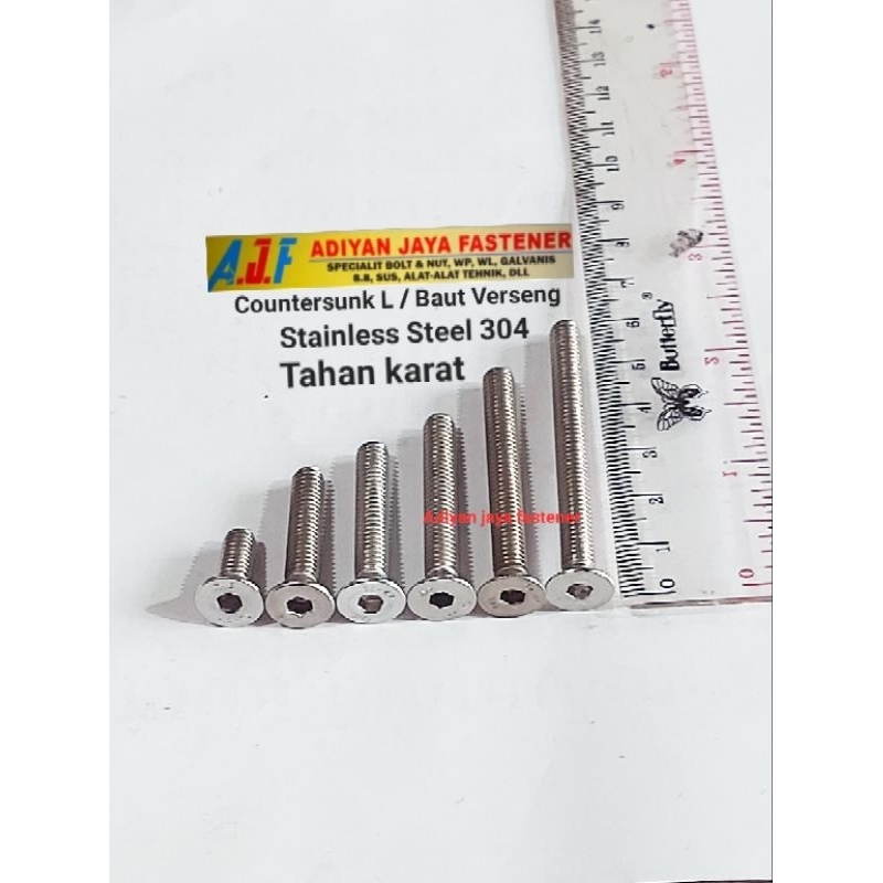 Jual BAUT VERSENG L / COUNTERSUNK ( DRAT BAUT KUNCI-19 ) 12X50 P.1,75 SS 304 | Shopee Indonesia