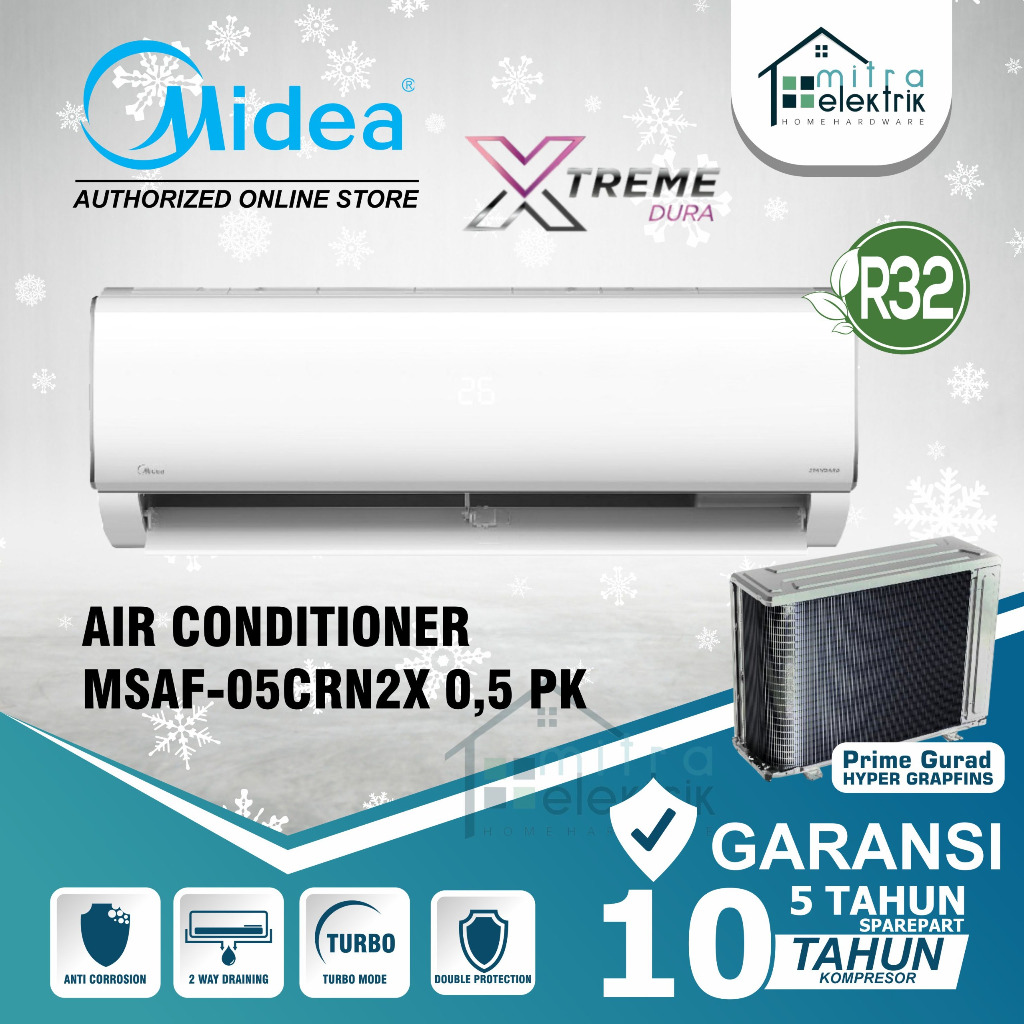 Jual AC Midea 1/2 PK MSAF05CRN2X 0.5 PK Xtreme Dura R32 Black & Gold ...