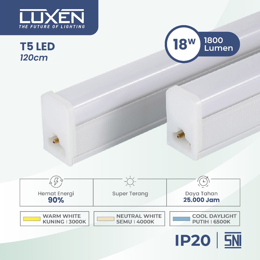 Jual Luxen Lampu TL LED Tube Light T5 18 Watt Cahaya Putih, Kuning dan Neutral White | Shopee ...