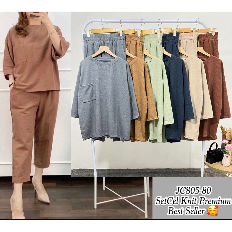 Jual Oneset oversize Setcel knit tangan 7/8 | Shopee Indonesia