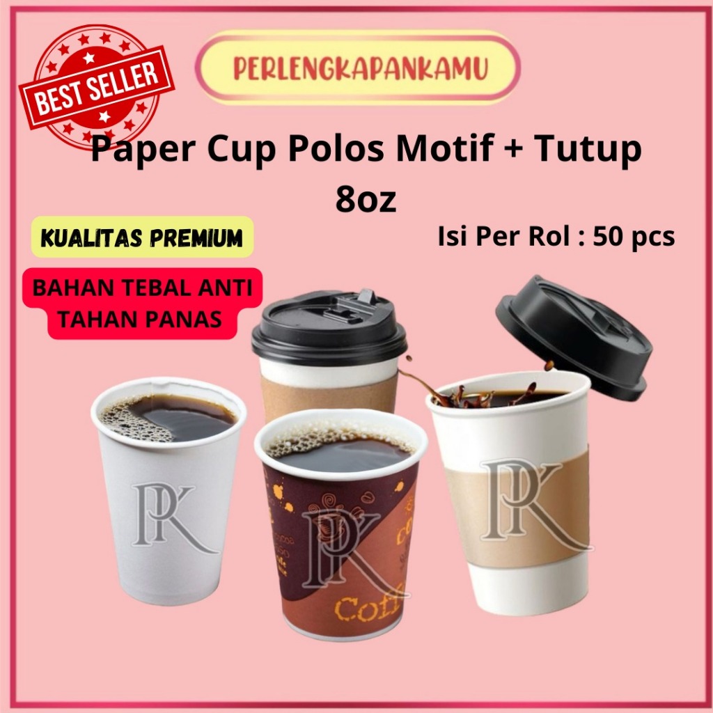 Jual Gelas Kertas Kopi Paper Cup 8oz Polos Tahan Panas (isi 50pcs) | Shopee Indonesia