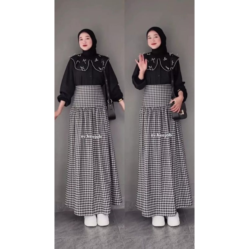 Jual [BISA COD] EXCLUSIVE BY V.HEEJAB RUFFLE SKIRT ROK SUSUN WANITA ...