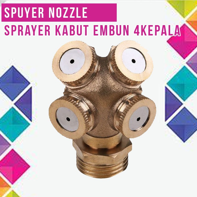 Jual Spuyer Nozzle Sprayer Kabut Embun Kepala 4 Kuningan Untuk Rumah ...
