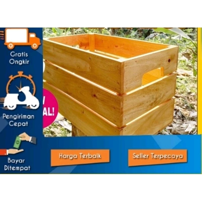 Jual Wooden Crate 50x30x30 peti kayu tempat penyimpanan kayu storage ...