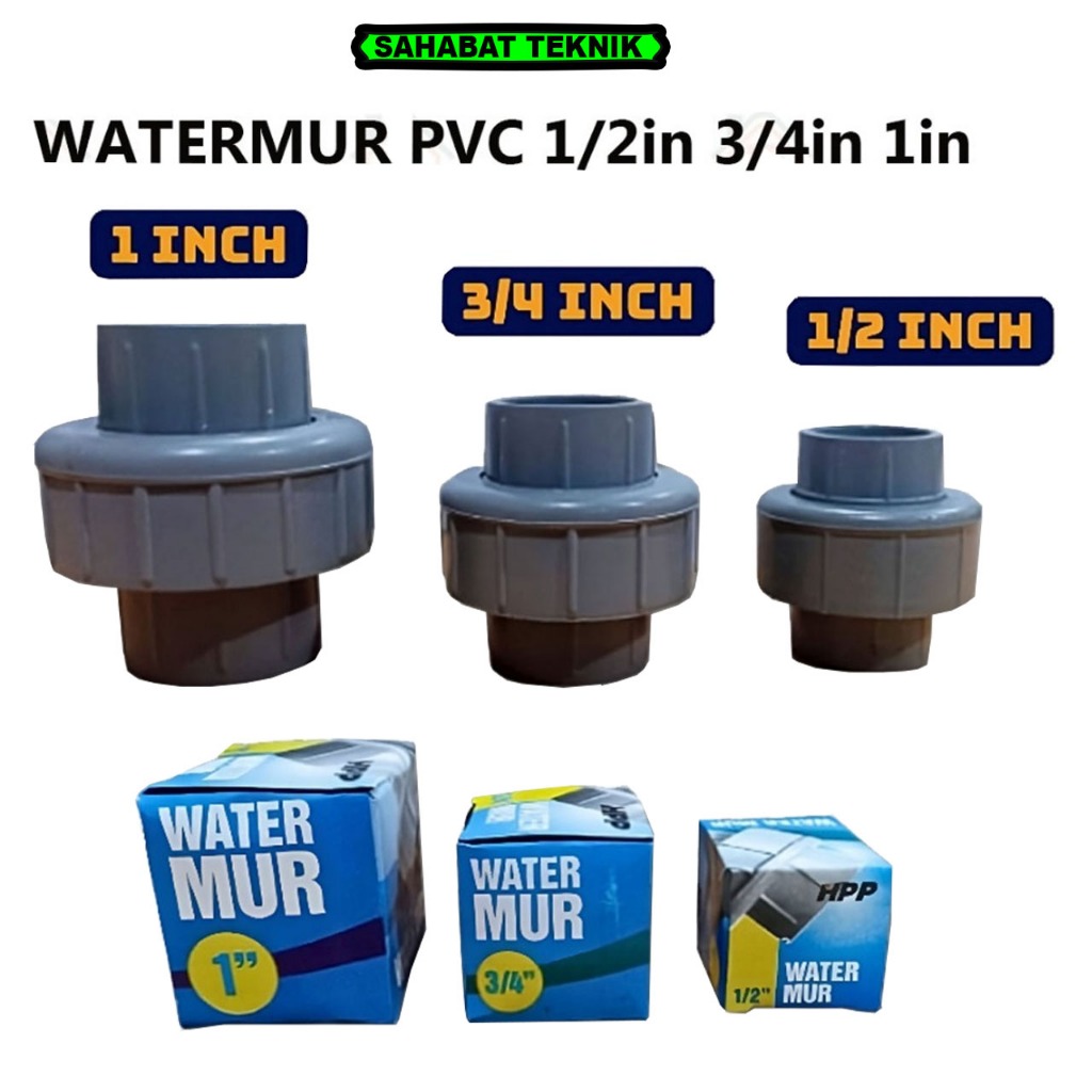 Jual WATER MOOR PVC 1/2 INCH 3/4 INCH 1 INCH - WATER MUR UNION FITTING ...