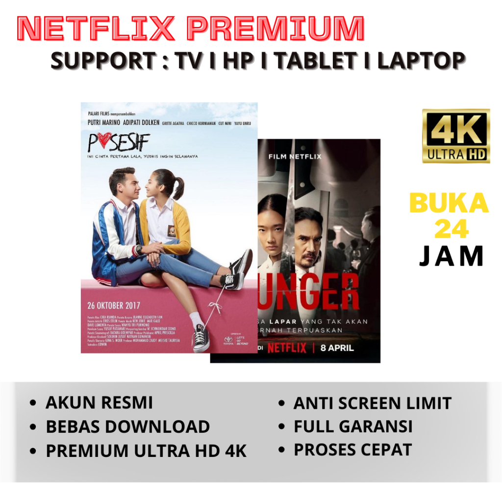 Jual NETFLIxXx PREMIUM 1 TAHUN 1 BULAN 2 BULAN 3 BULAN SHARING PRIVATE UDH 4K | Shopee Indonesia