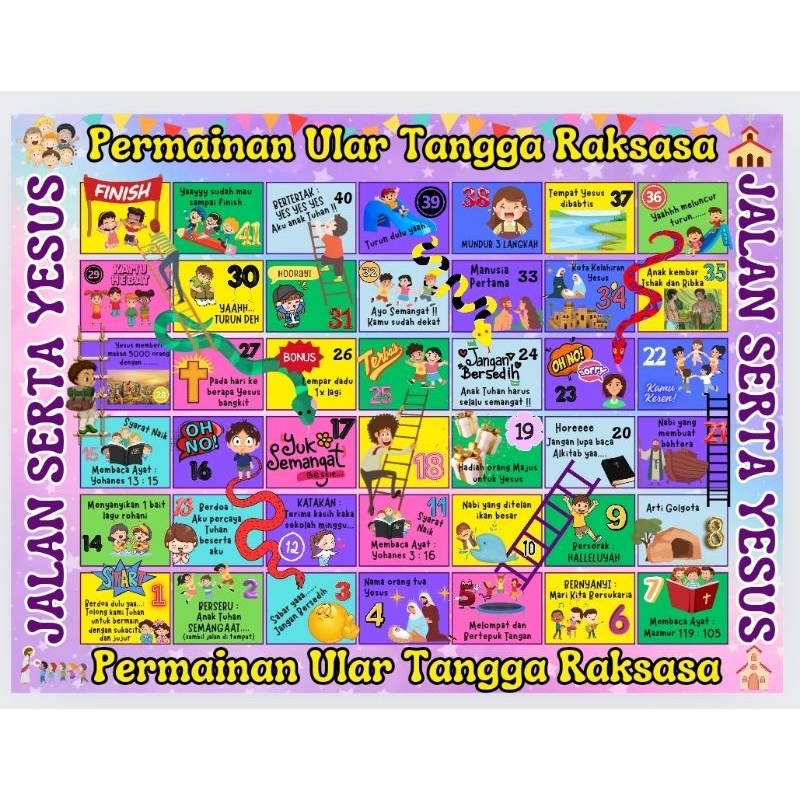 Jual Madebynie 3x4 meter Ular Tangga Raksasa Jumbo Kristen | Mainan ...