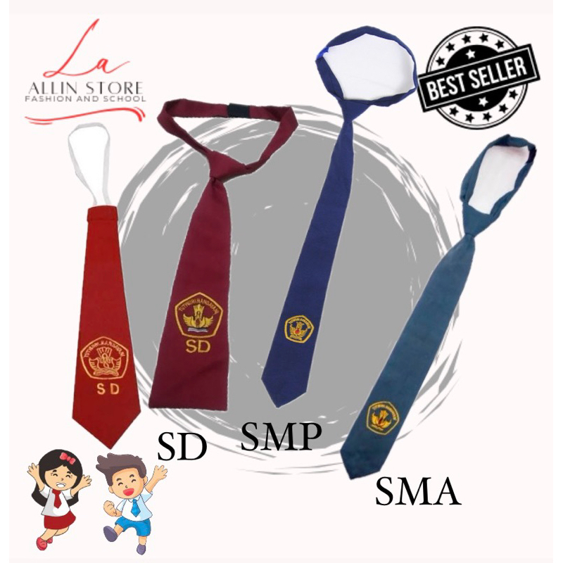 Jual Dasi Sekolah Dasi SD SMP MTS SMA SMK Bahan Seragam Karet Perekat ...