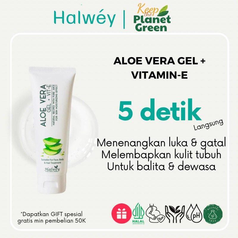 Jual Halwey skincare indonesia Aloe Vera Gell + Vit -E ( Upgrade ...