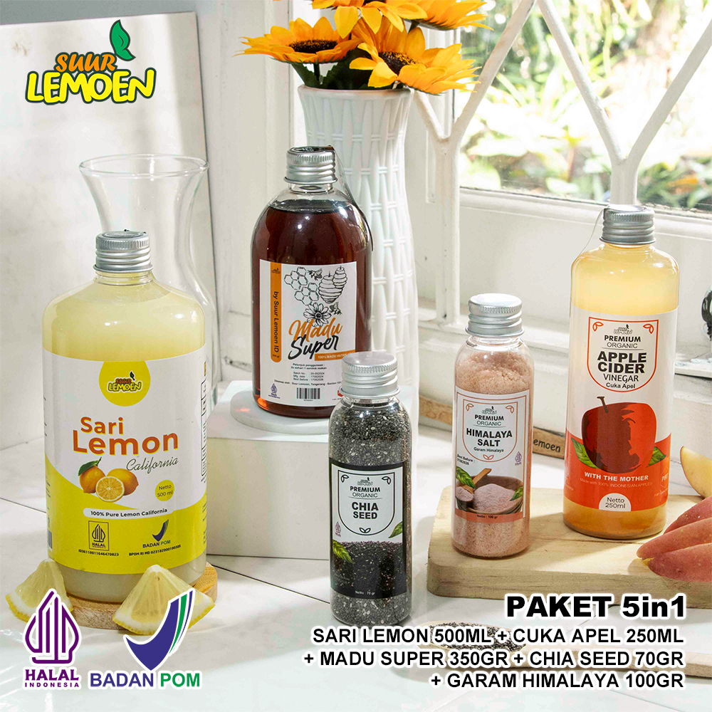 Jual Suur Lemoen Paket Diet 5in1 - Paket Cuka Apel, Sari Lemon, Chia ...