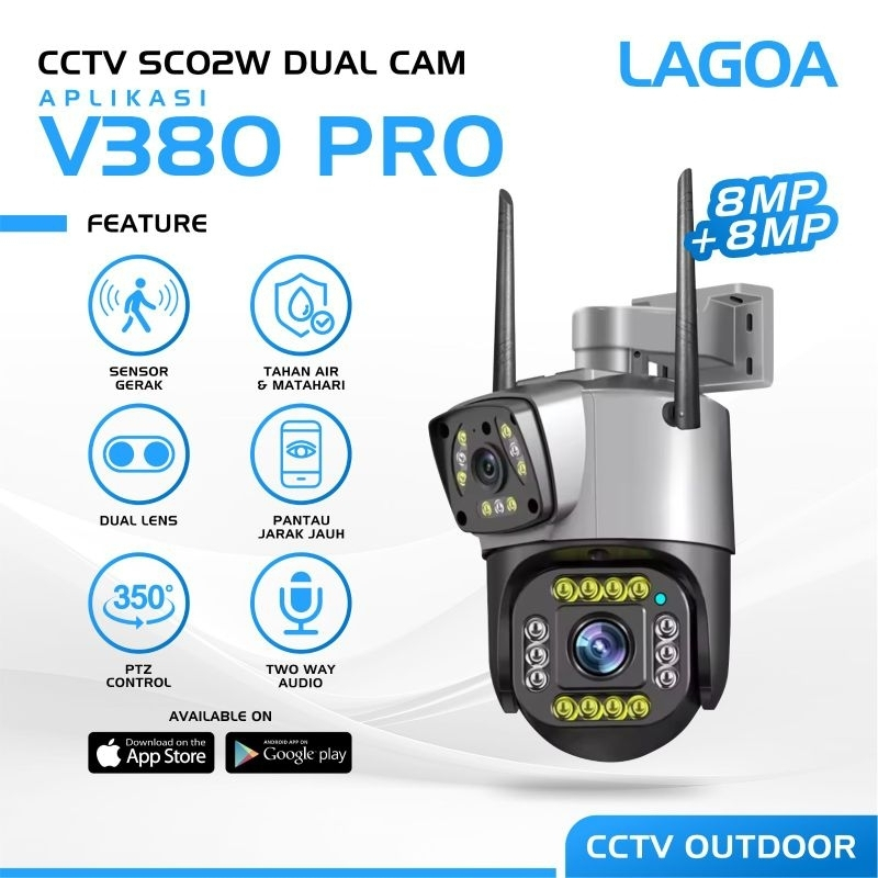 Jual CCTV OUTDOOR 8MP DUAL CAMERA WIDE ANGEL SENSOR GERAK NOTIFIKASI KE ...