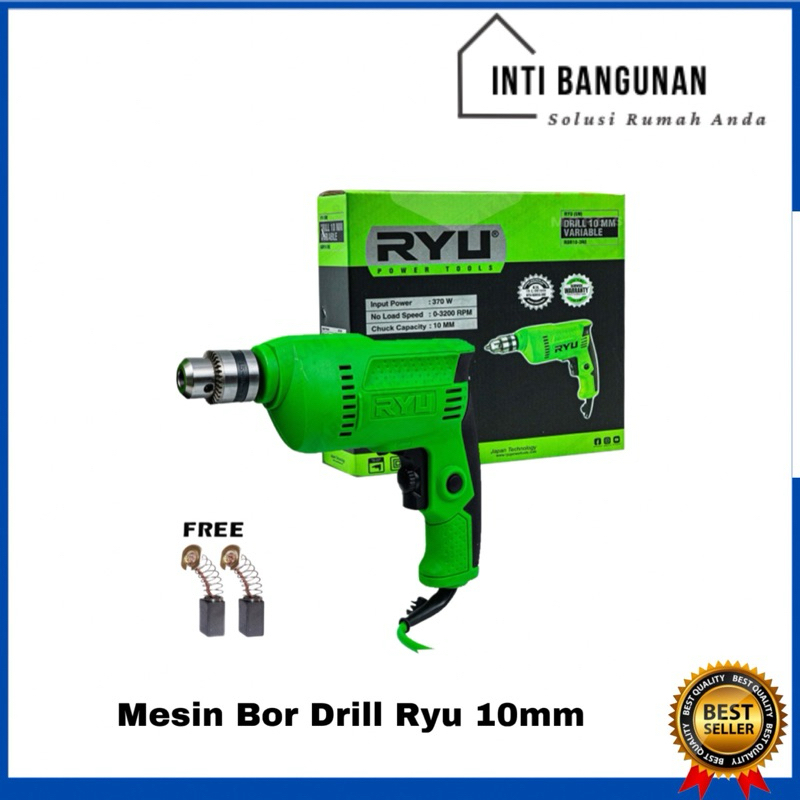 Jual Mesin Bor Listrik Ryu RDR10-3RE 10mm 370W Electric Drill Kayu Besi ...