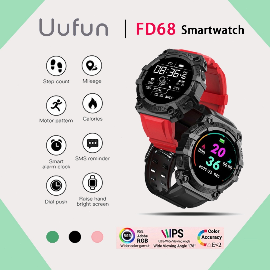 Jual UUFUN SmartWatch FD68 Digital Jam Tangan Pria Wanita Bluetooth Sport Waterproof Bisa Custom ...