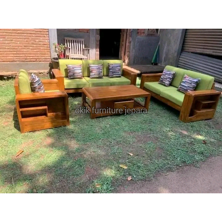Jual set+kursi+tamu+sofa+jati+minimalis+modern+321+meja | Shopee Indonesia