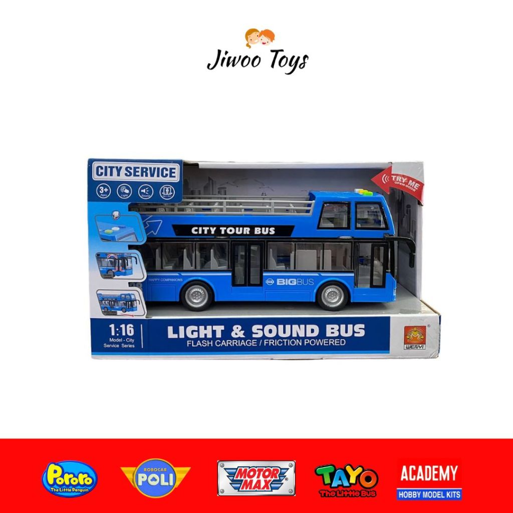 Jual City Service Mainan Bus Light And Sound City Tour Bus Blue ...