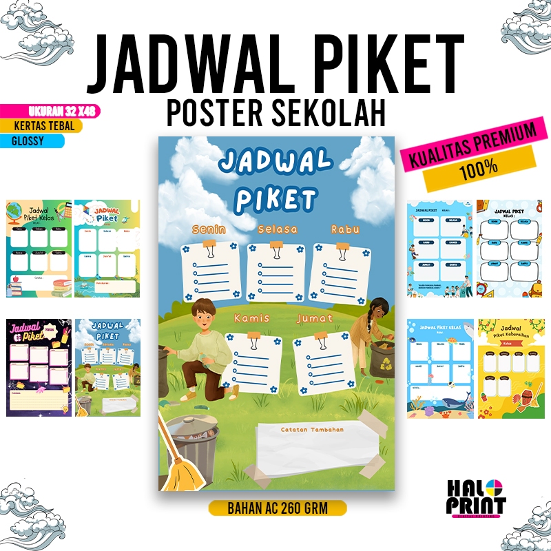 Jual cetak POSTER JADWAL PIKET KELAS SEKOLAH / Poster A3+ Glossy ...