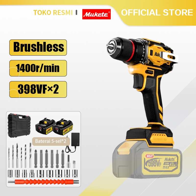 Jual Mukete 18V bor brushless bor baterai bor cordless bor impact ...