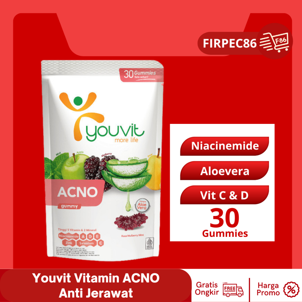 Jual Niacinamide Gummy untuk Anti Jerawat | Youvit AcNO 30 Hari | Youvit AcNO 30 Hari dengan ...