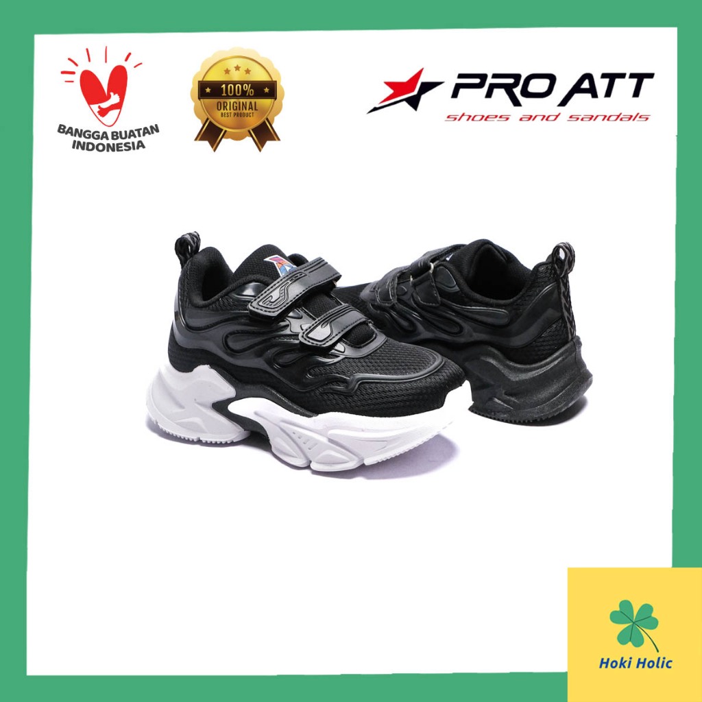 Jual PRO ATT Sepatu Sekolah Anak Laki Laki Perempuan Paud TK SD Original - Sepatu Perekat Hitam ...