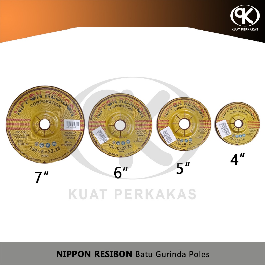 Jual Batu Gurinda Poles 4" 5" 6" 7" NIPPON RESIBON Mata Gerinda Grinding Wheel Tebal 6mm ...