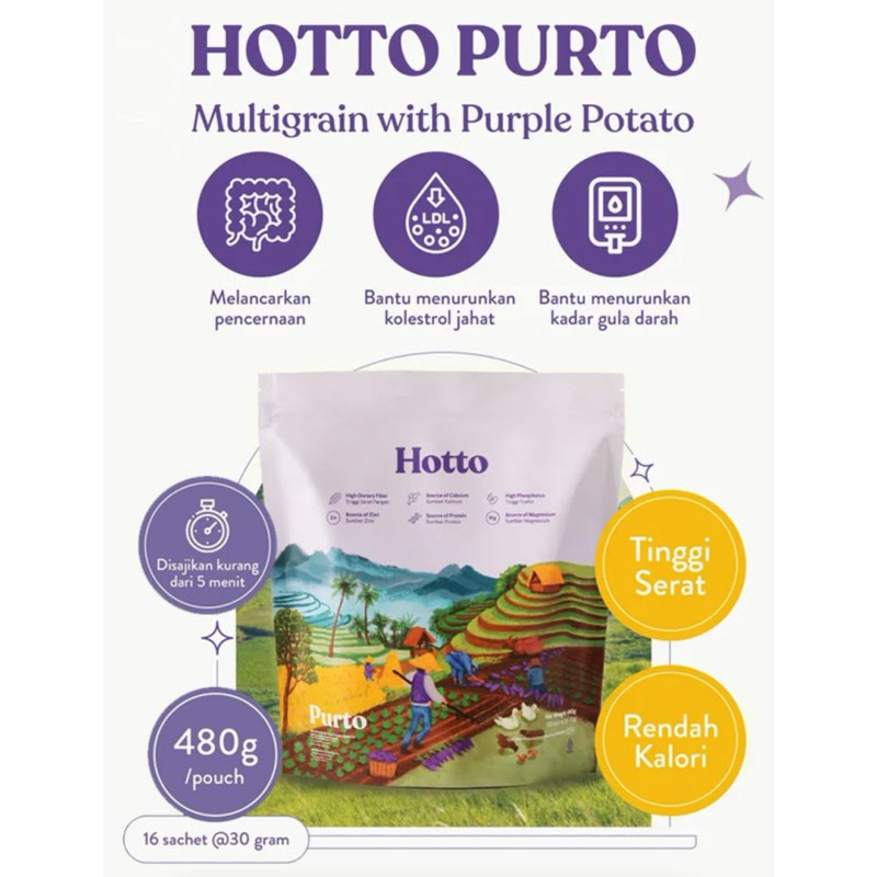 Jual (9-9) hotto purto multigrain oat 100% asli 1 pouch 16 sachet exp ...