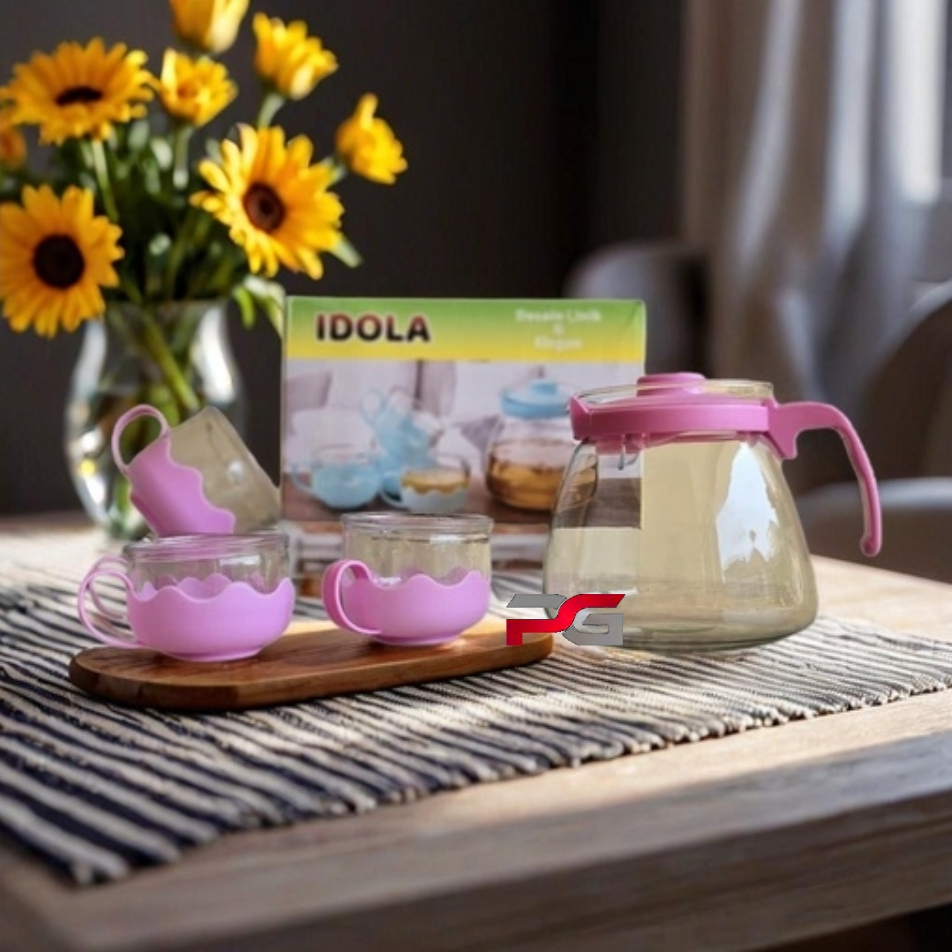 Jual Tea Pot Set Kaca 5 in 1 / Teko Kaca Murah Idola | Shopee Indonesia