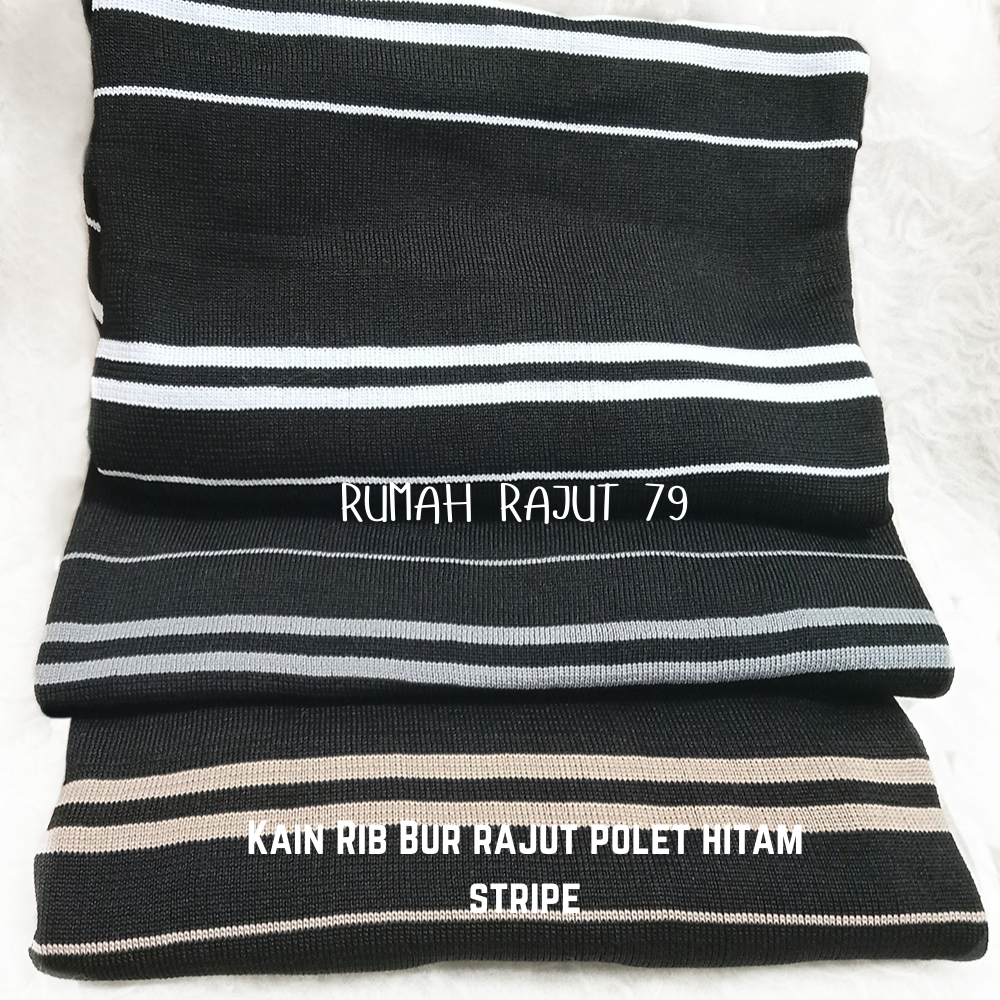Jual kain Rib bur rajut polet hitam stripe 100cm/cream/abu muda/abu tua ...