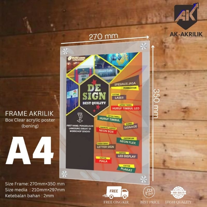 Jual Sign board acrylic pin stainless Frame poster Iklan brosur dinding ...