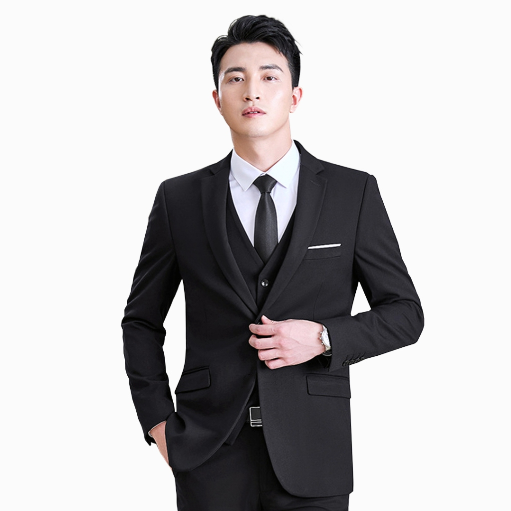 Jual Jas Pria Formal Slim Fit Hitam Terbaru Kancing 1 Bahan High Twiss ...