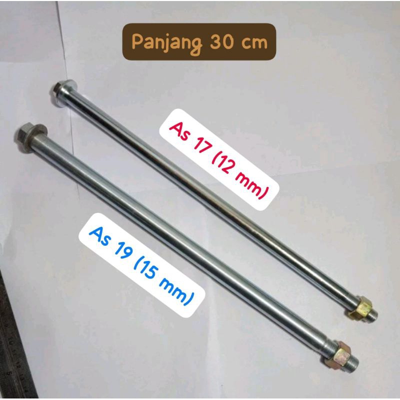 Jual AS RODA DIAMETER 12MM DAN 15MM PANJANG 30CM / AS RODA SUPER ...